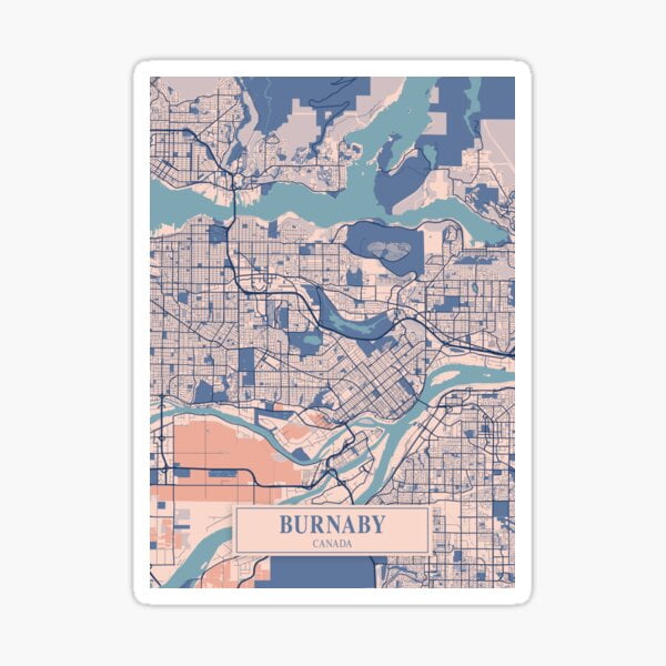 KIRAKIRA Burnaby City Map Sticker - Walmart.com