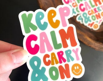 KIRAKIRA CLEAR Keep Calm & Carry On Sticker | Vinyl Laptop Sticker ...