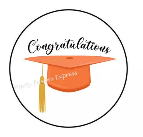 KIRAKIRA CONGRATULATIONS ORANGE GRAD HAT STICKERS PARTY FAVORS ...