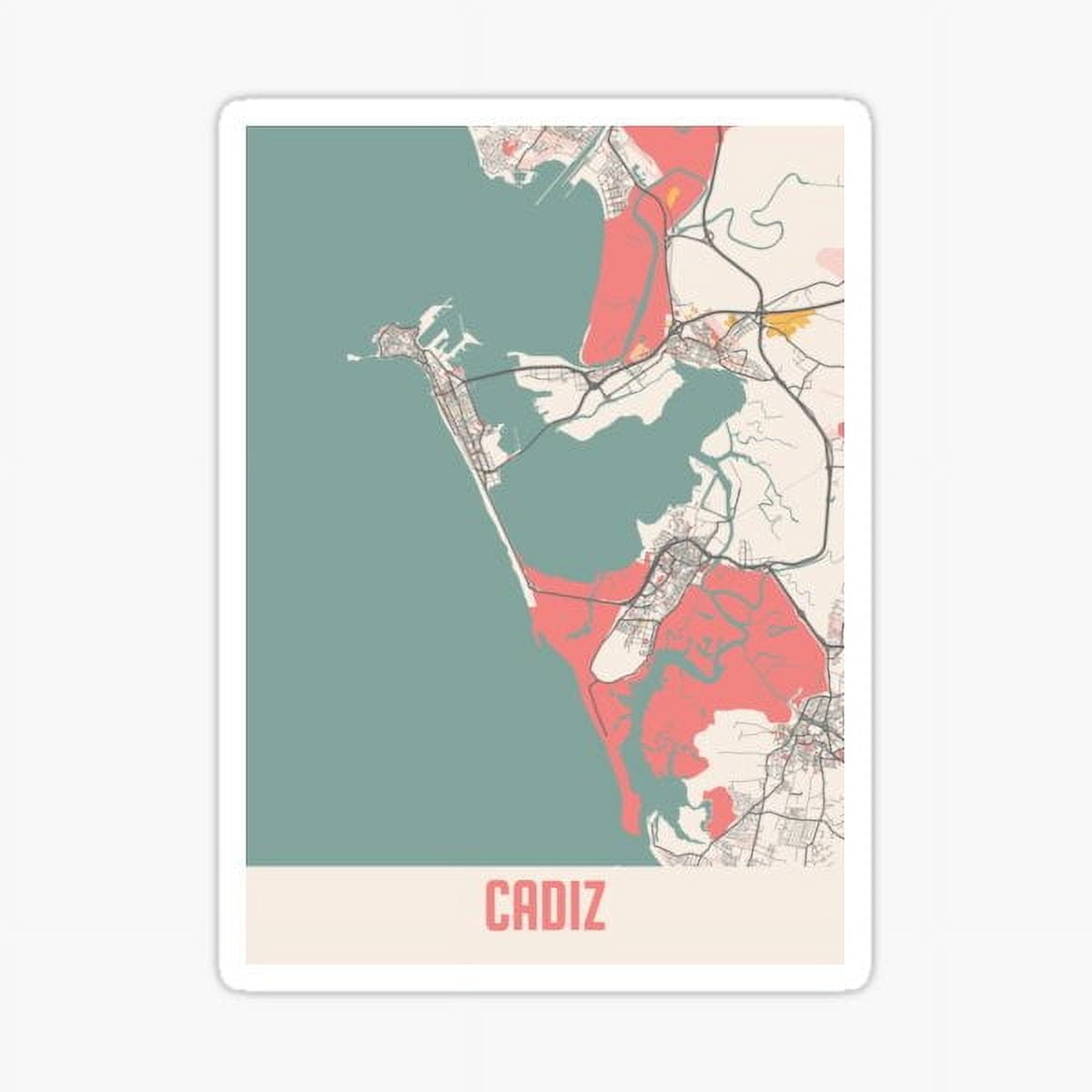 KIRAKIRA Cadiz City Map Chalk Retro City Map Poster Sticker - Walmart.com