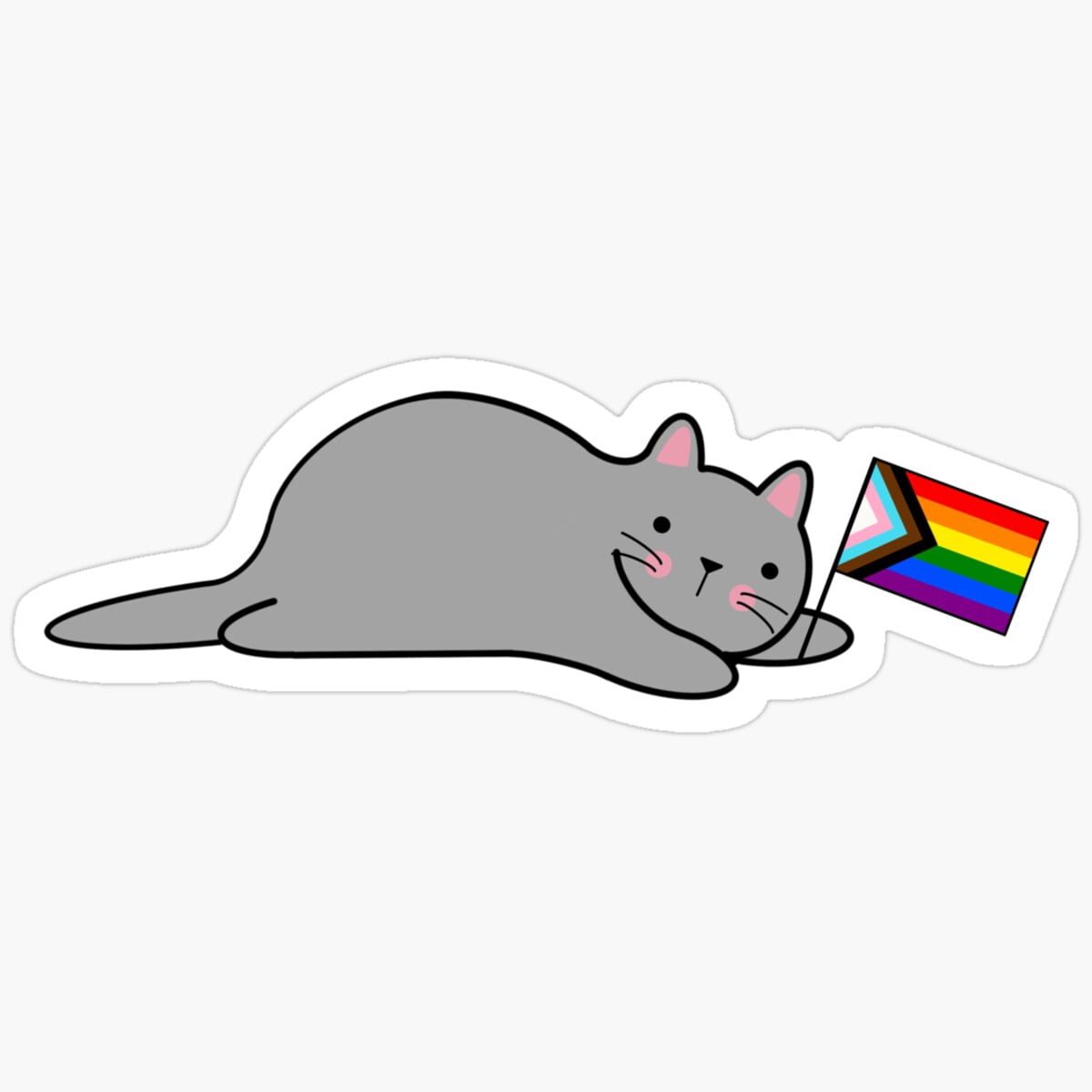 KIRAKIRA Cat With A Progress Pride Flag Sticker. Gift For You ...