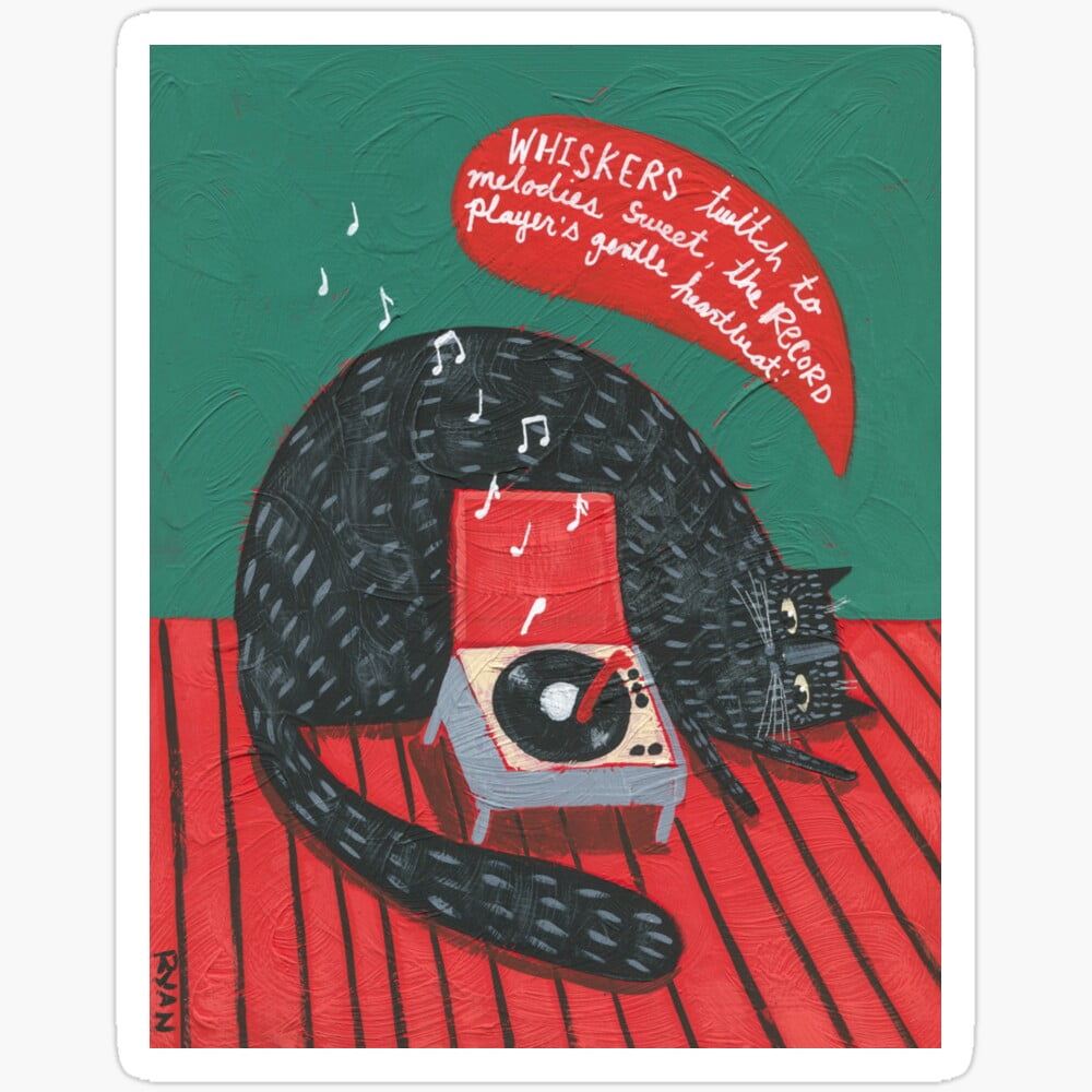KIRAKIRA Cat and Little Record Player Sticker. Single, trio, or squad ...