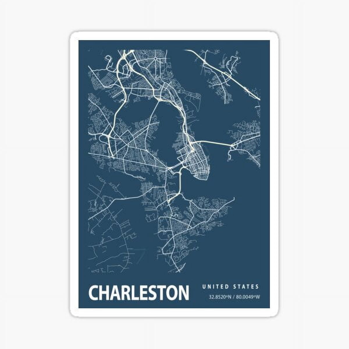 KIRAKIRA Charleston Blueprint City Map Sticker - Walmart.com