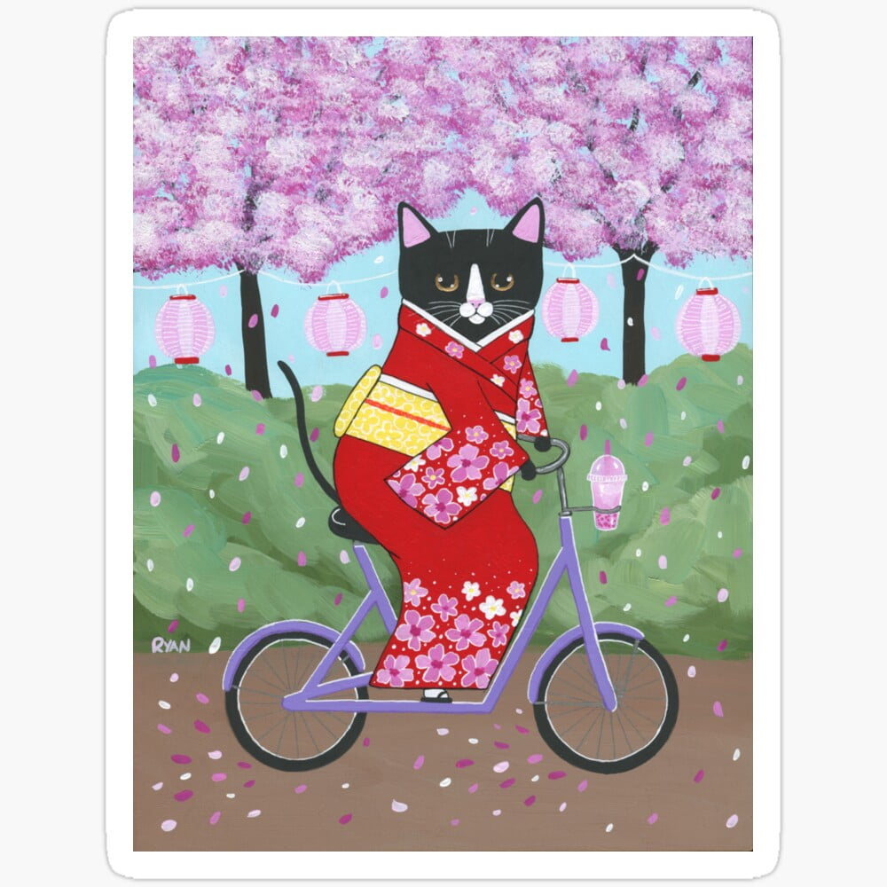 KIRAKIRA Cherry Blossom Festival Bicycle Ride Sticker. Single, trio, or squad — Collect them all ...