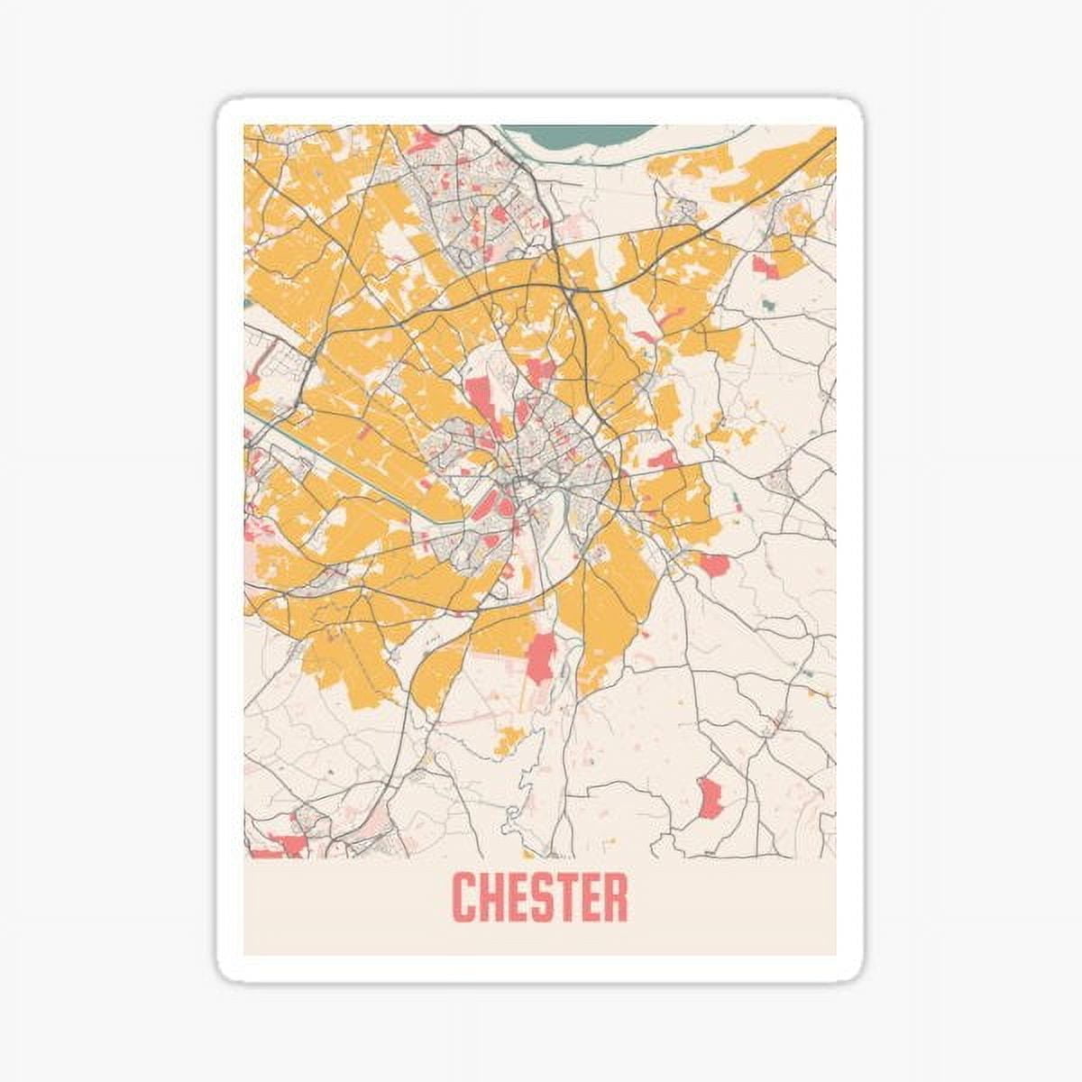 KIRAKIRA Chester City Map Chalk Retro City Map Poster Sticker - Walmart.com