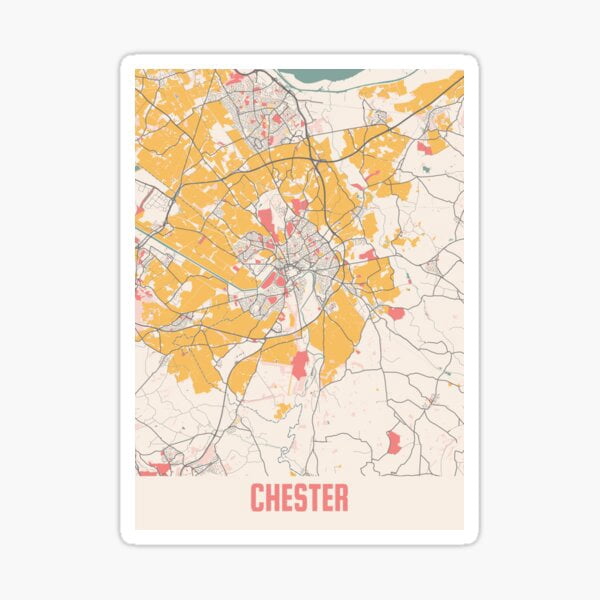 KIRAKIRA Chester City Map Chalk Retro City Map Poster Sticker - Walmart.com