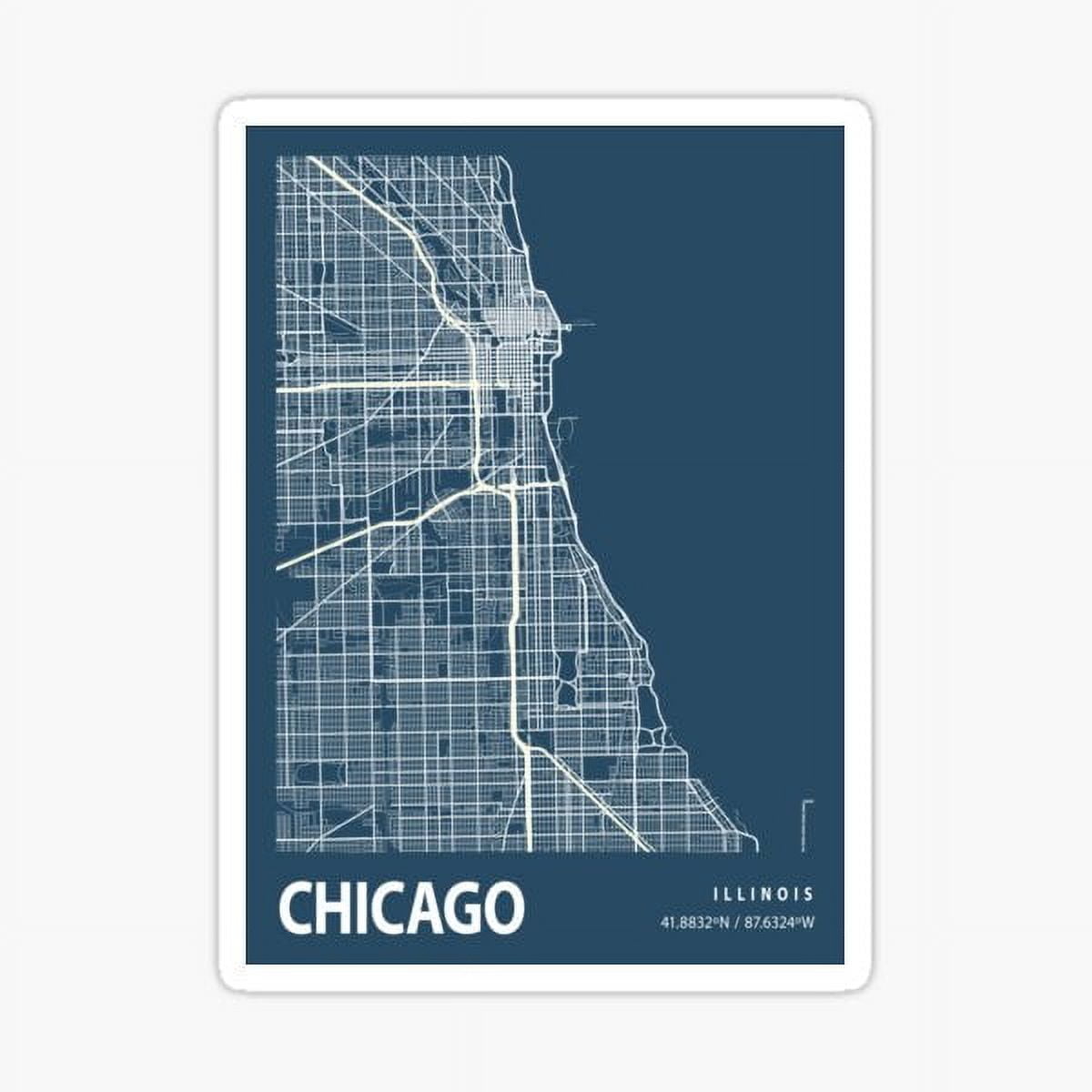 KIRAKIRA Chicago Blueprint City Map Sticker - Walmart.com