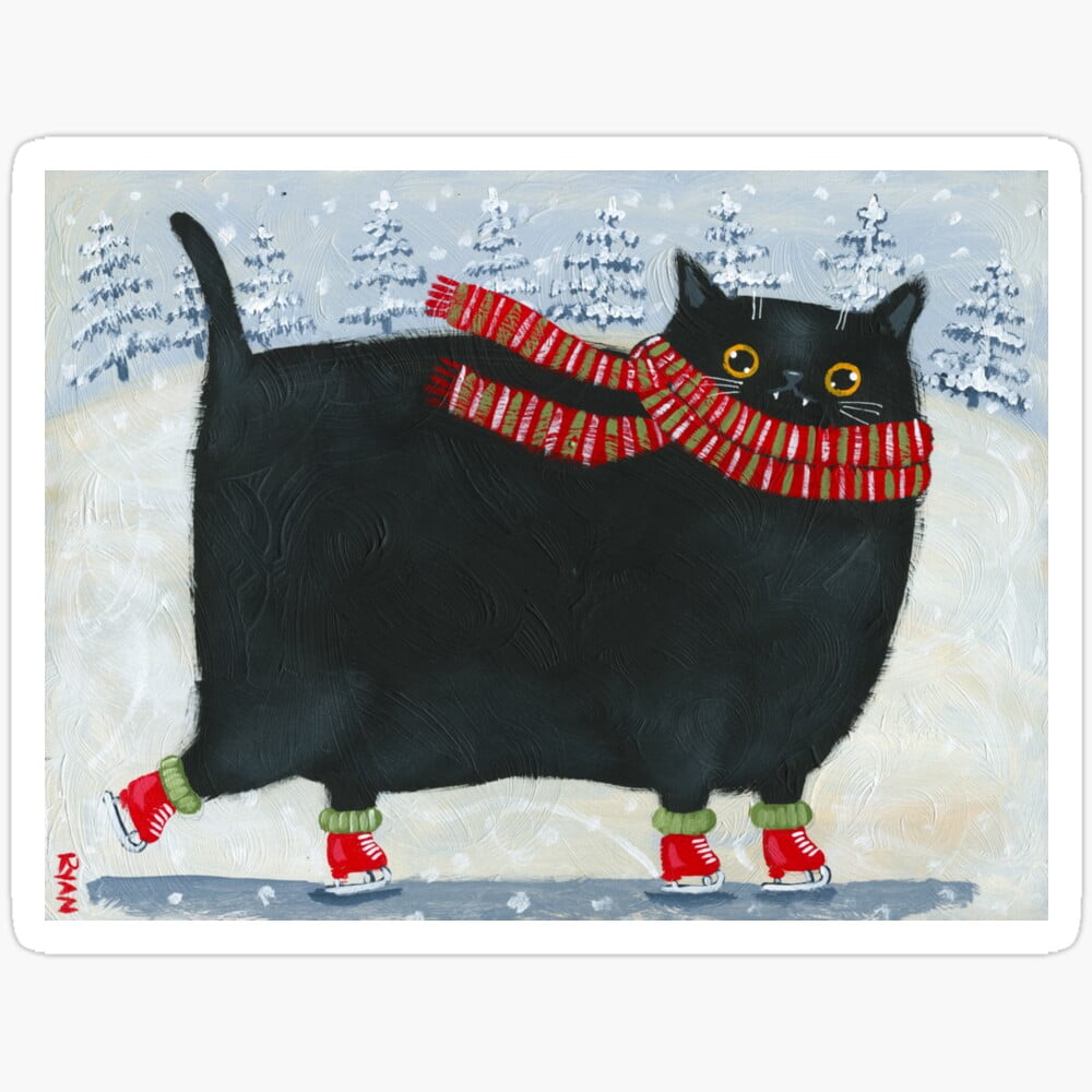 KIRAKIRA Chonky Black Ice Skater Cat Sticker. Single, trio, or squad — Collect them all ...