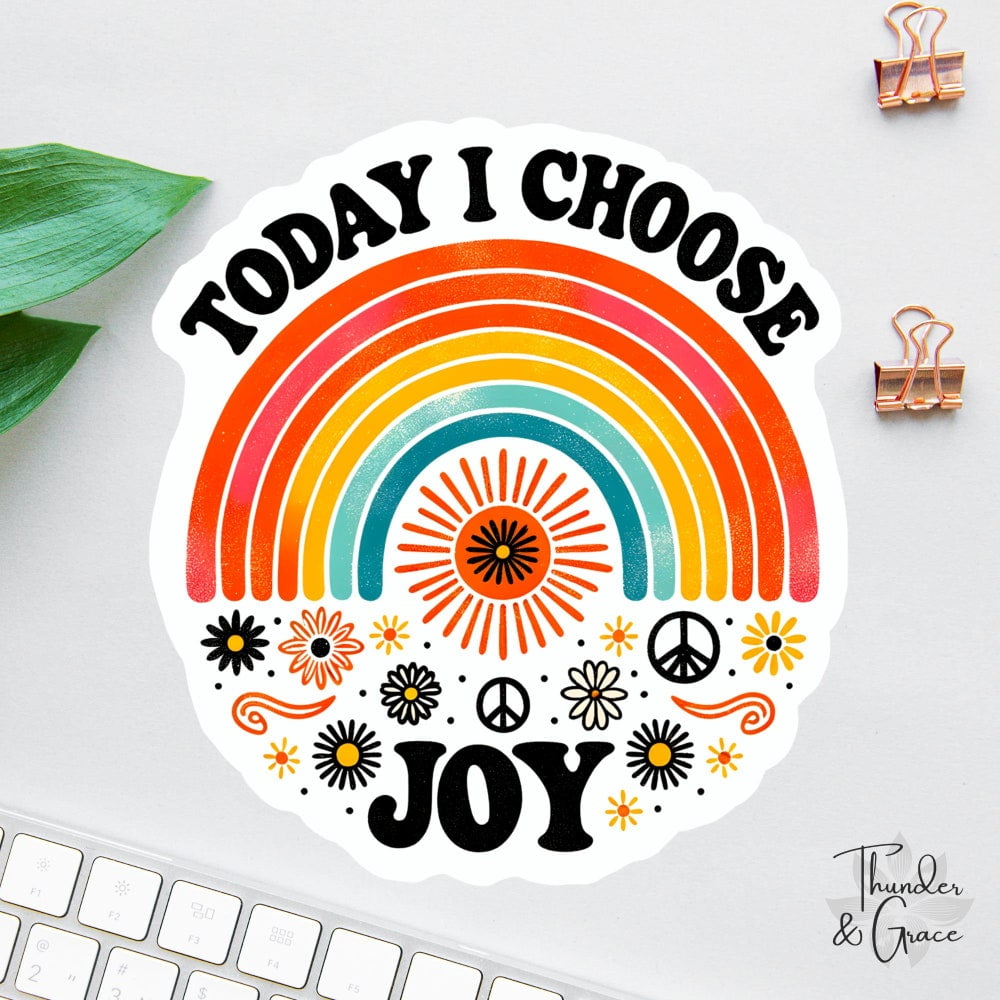 KIRAKIRA Choose Joy Decal, Boho Sunshine Laptop Sticker, Mindfulness ...