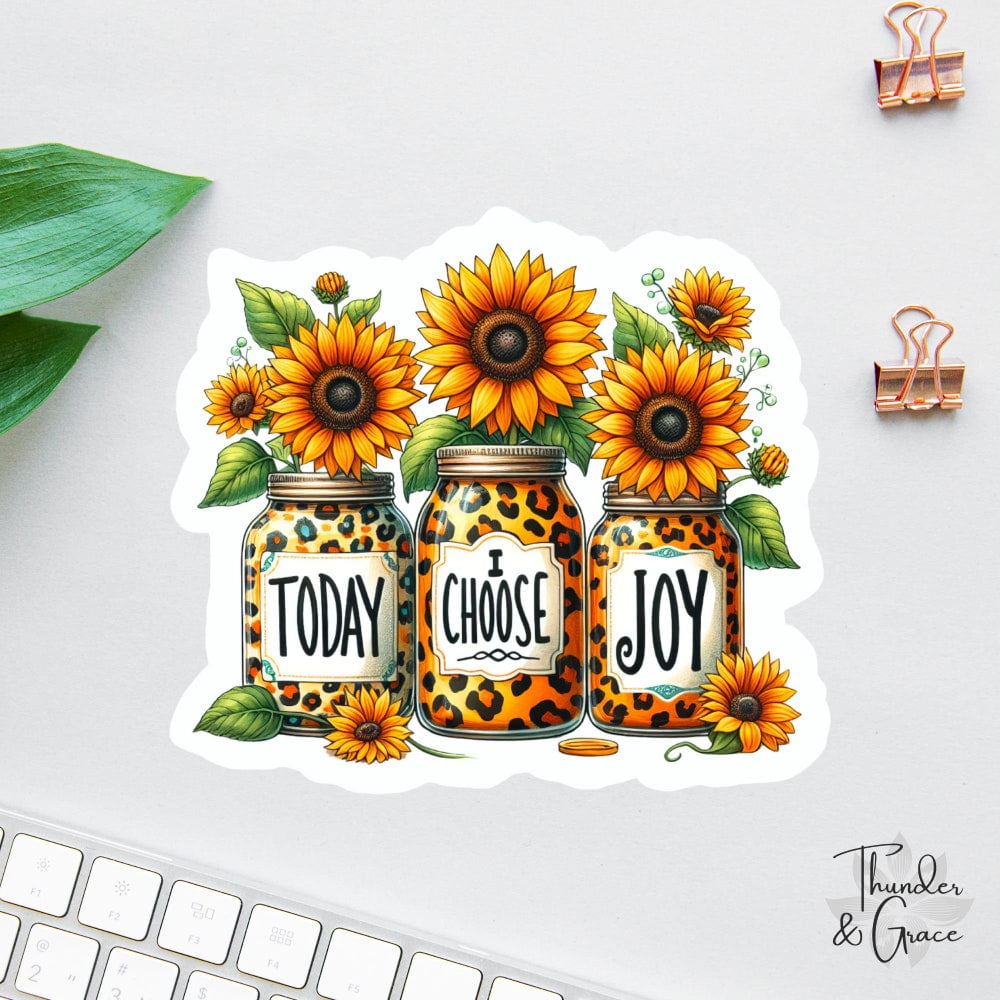 KIRAKIRA Choose Joy Decal, Mason Jar Sunflowers, Words Of Affirmation ...