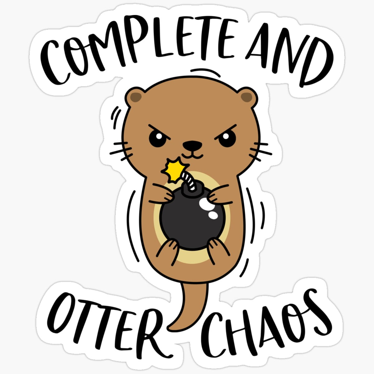 KIRAKIRA Complete And Otter Chaos Funny Cute Sea Otter Pun Sticker ...