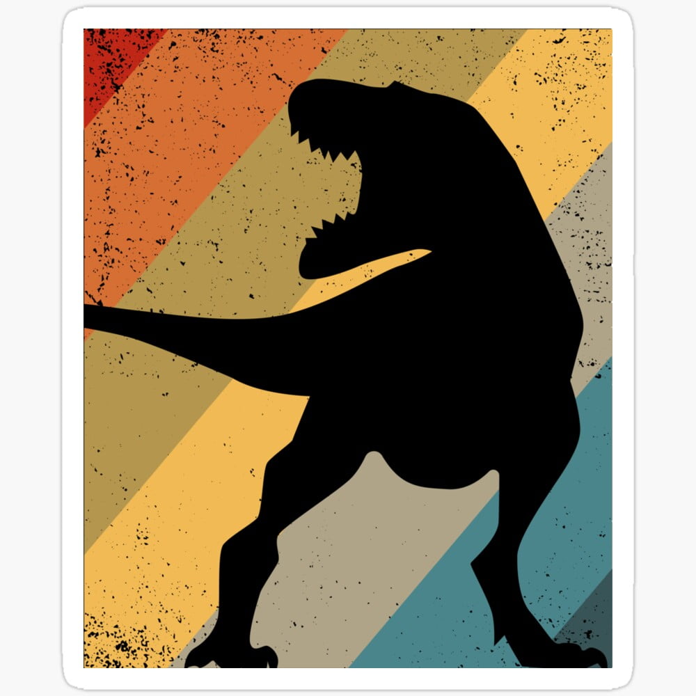 KIRAKIRA Cool T Rex Dinosaur with Retro Background Sticker, Decorate ...