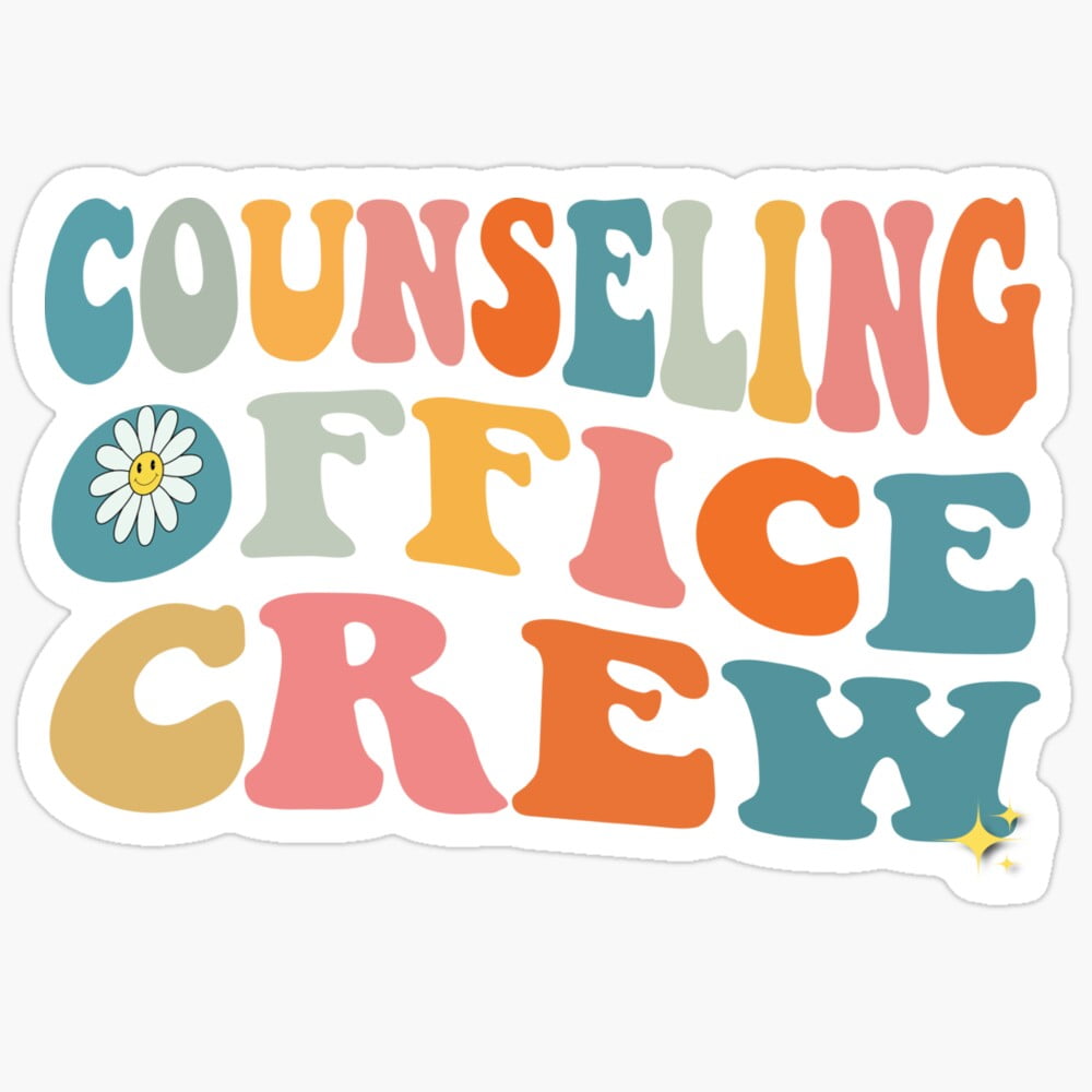 KIRAKIRA Counseling Office Crew Retro Groovy Fun School Counselor Sticker. Single, trio, or ...