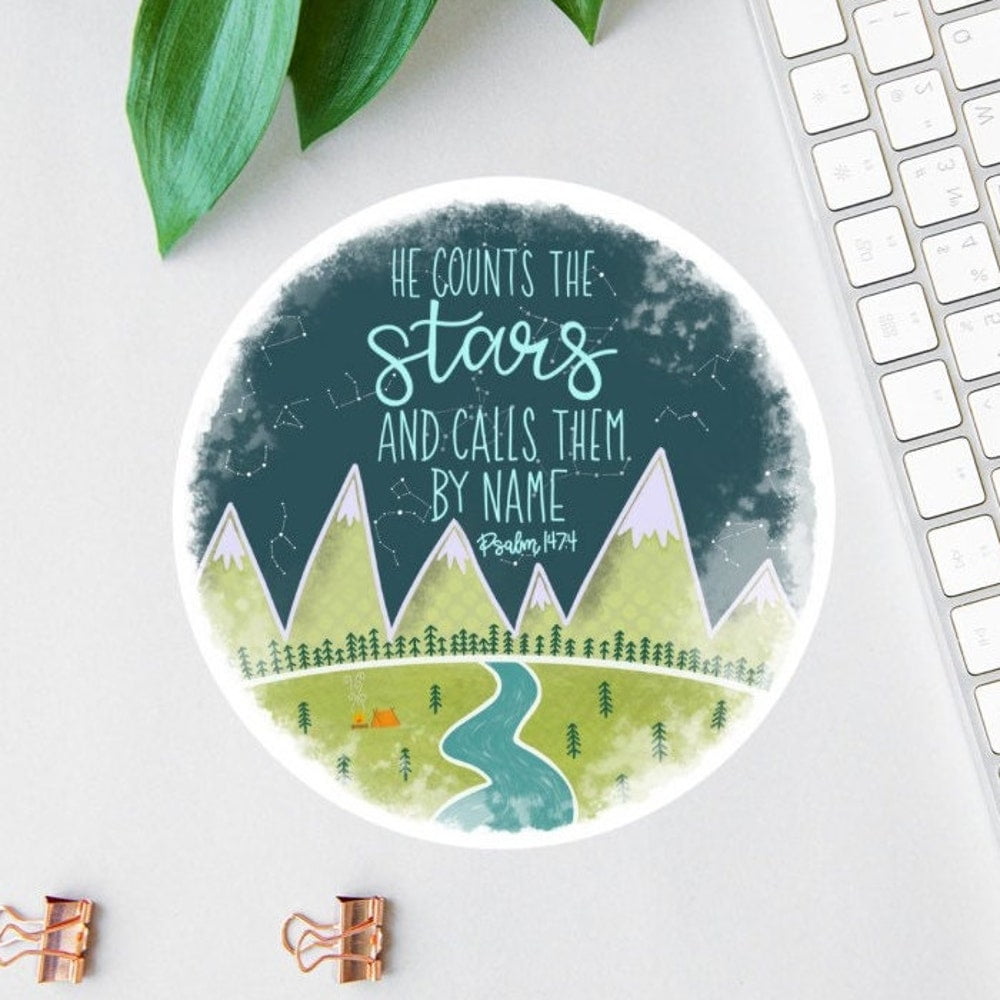 KIRAKIRA He Counts The Stars Sticker, Bible Sticker Pack, Faith ...