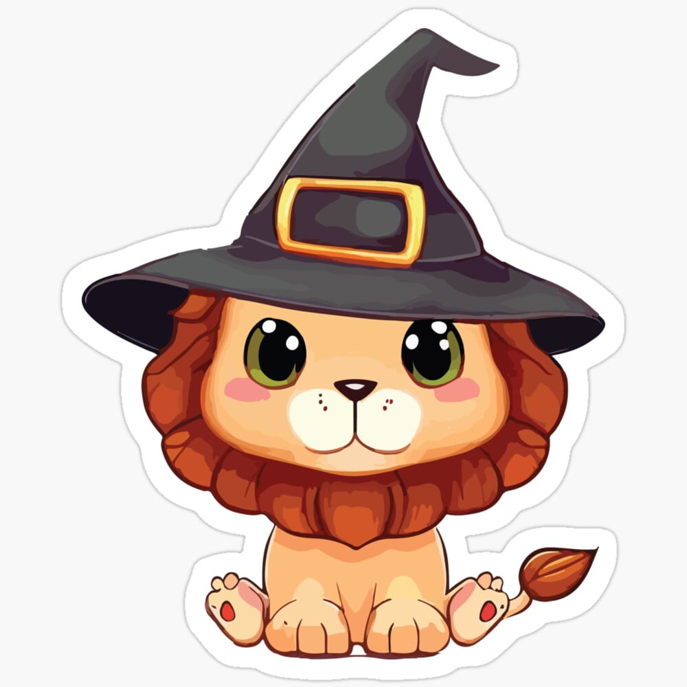 KIRAKIRA Cute Lion Halloween Christmas Costume Witch Hat Sticker. Single, trio, or squad ...