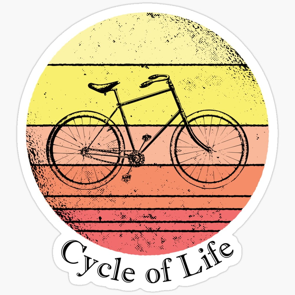 KIRAKIRA Cycle of Life - Bicycle Pun Sticker, Decorate laptops, water ...