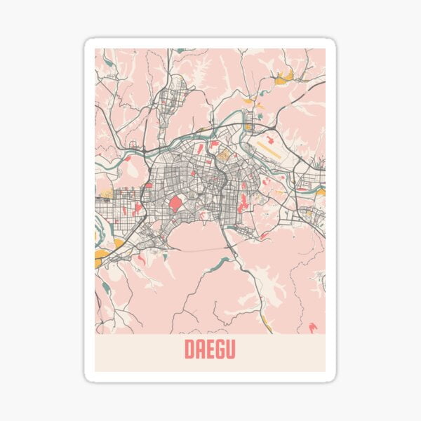 KIRAKIRA Daegu City Map Chalk Retro City Map Poster Sticker - Walmart.com