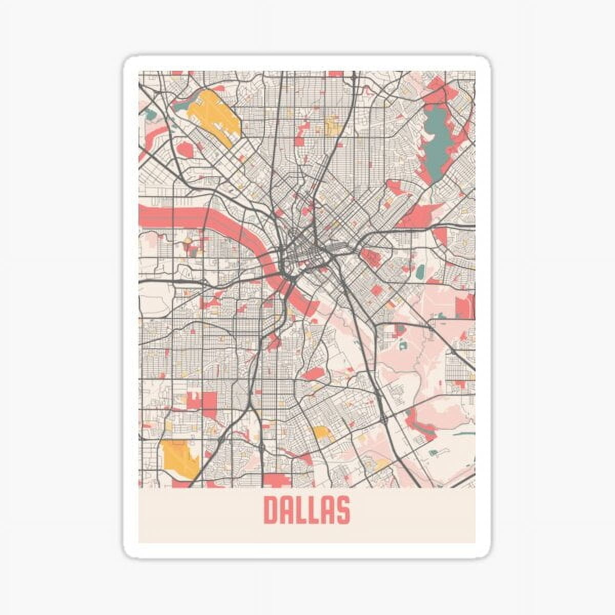 KIRAKIRA Dallas City Map Chalk Retro City Map Sticker - Walmart.com