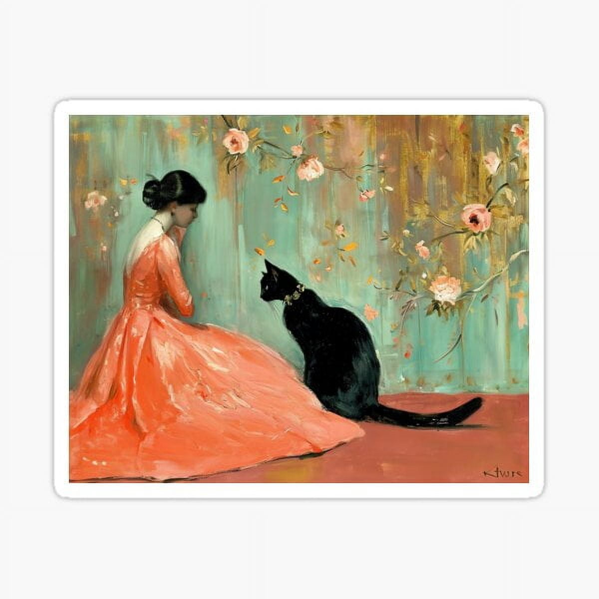 KIRAKIRA Decadent young woman Cat Ramon Casa Black Cat Sticker ...