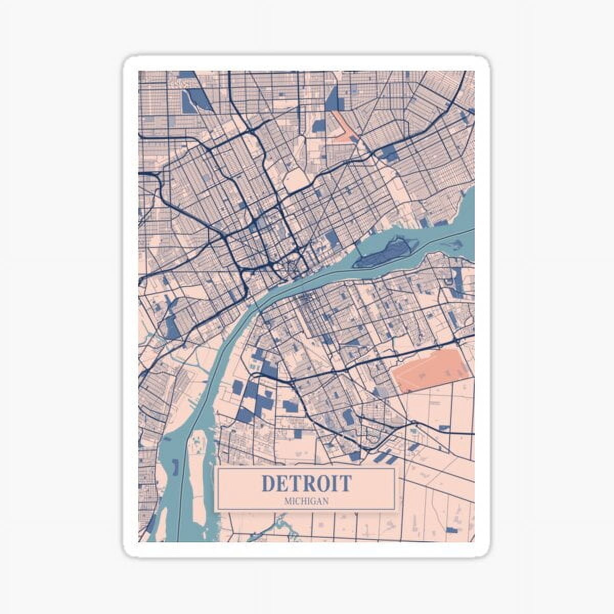 KIRAKIRA Detroit City Map Sticker - Walmart.com