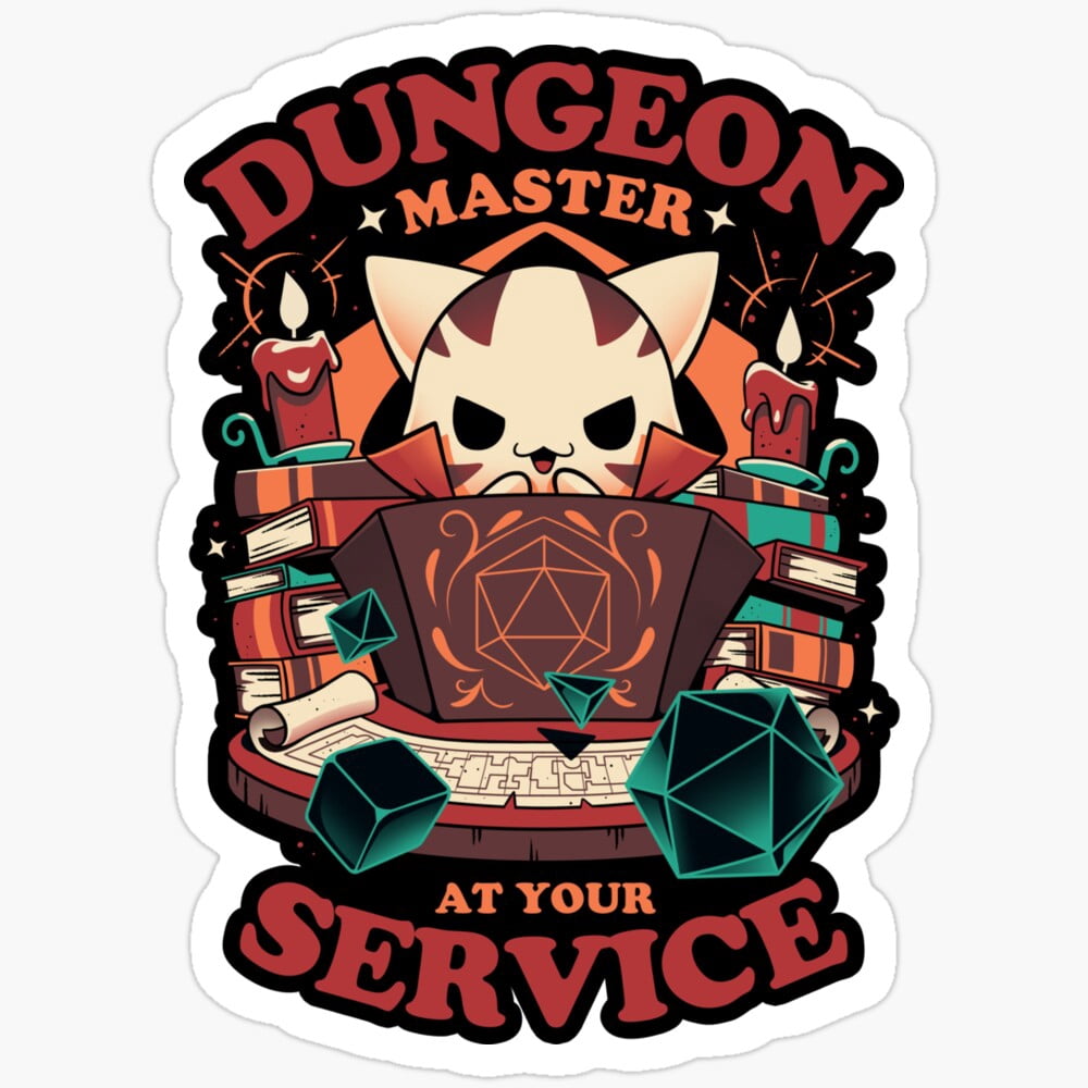 KIRAKIRA Dungeon Master's Call - Evil Cat Gamer Sticker. Single, trio ...