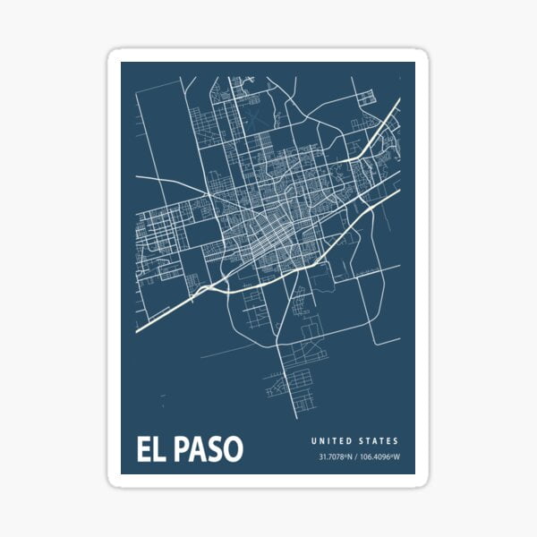 KIRAKIRA EL Paso Blueprint City Map Sticker - Walmart.com