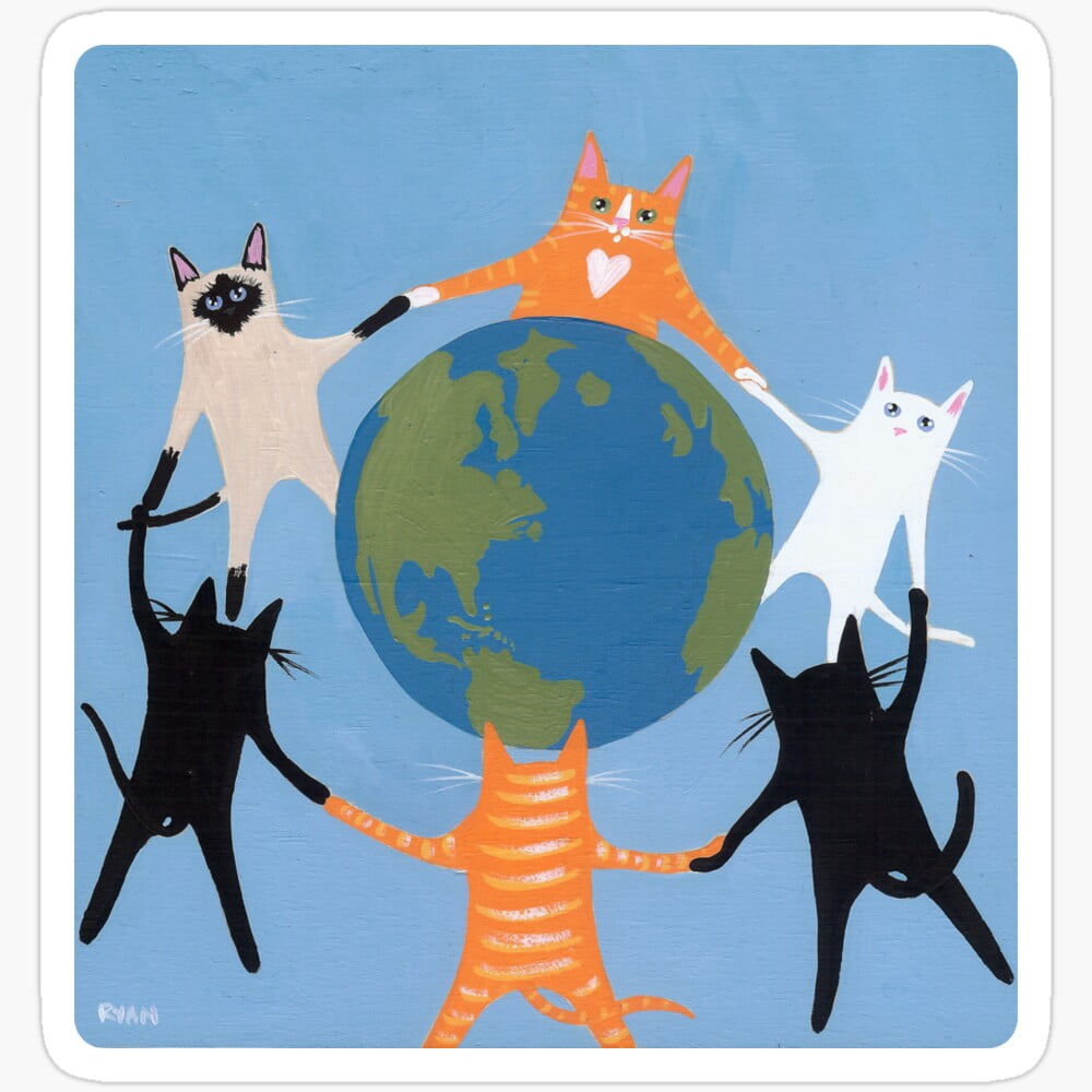 KIRAKIRA Earth Day Cats Sticker, Decorate laptops, water bottles, and ...