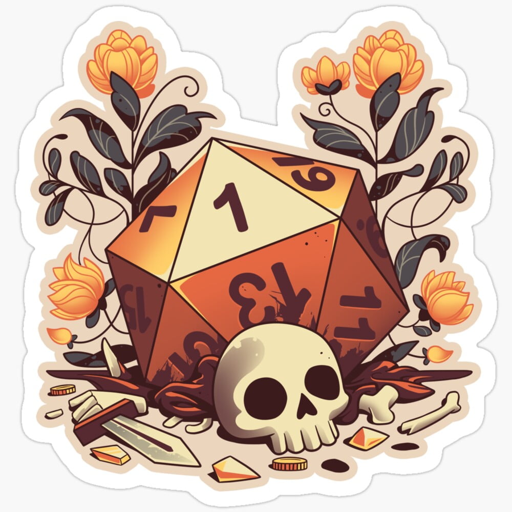 KIRAKIRA Fatal Roll - Role Player Skeleton Sticker. Single, trio, or ...