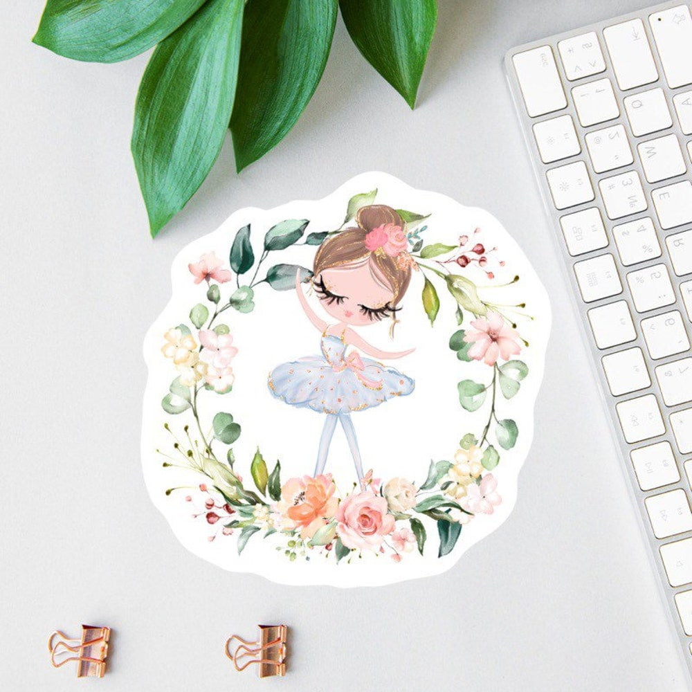 KIRAKIRA Floral Ballerina Sticker, Laptop Sticker, Cute Water Bottle ...