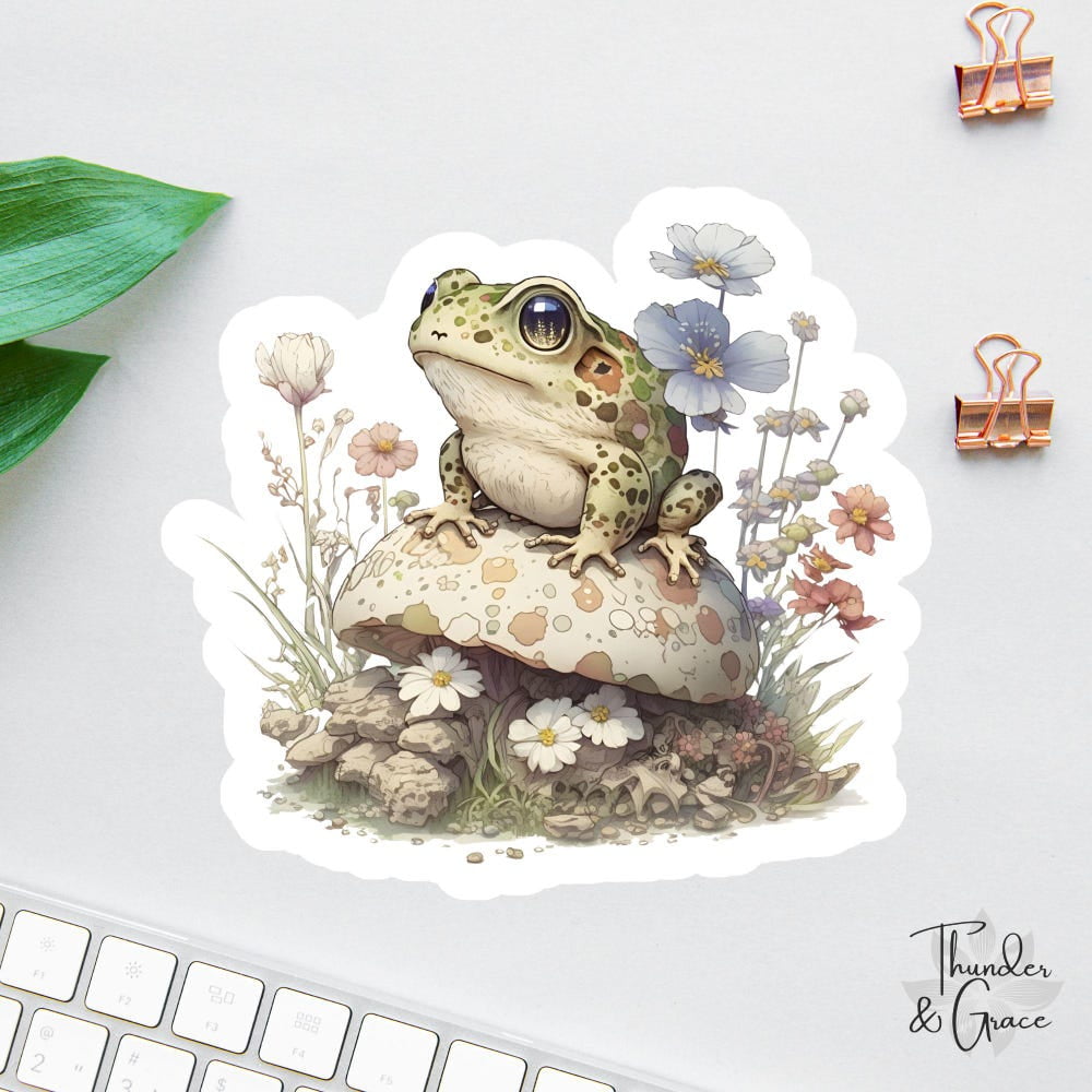 KIRAKIRA Floral Frog Sticker, Vintage Mushroom Sticker, Woodland Animal ...