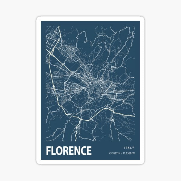 KIRAKIRA Florence Blueprint City Map Sticker - Walmart.com