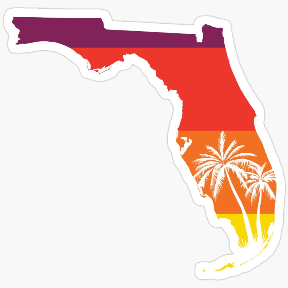 KIRAKIRA Florida State Map With Palm Trees Sticker, Decorate laptops ...