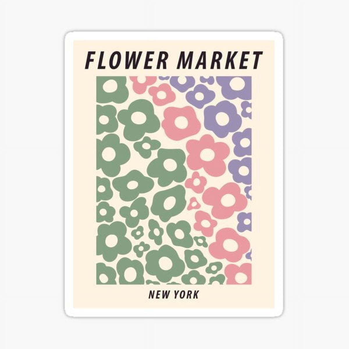 KIRAKIRA Flower market, New York, Retro print, Sage green botanical art ...