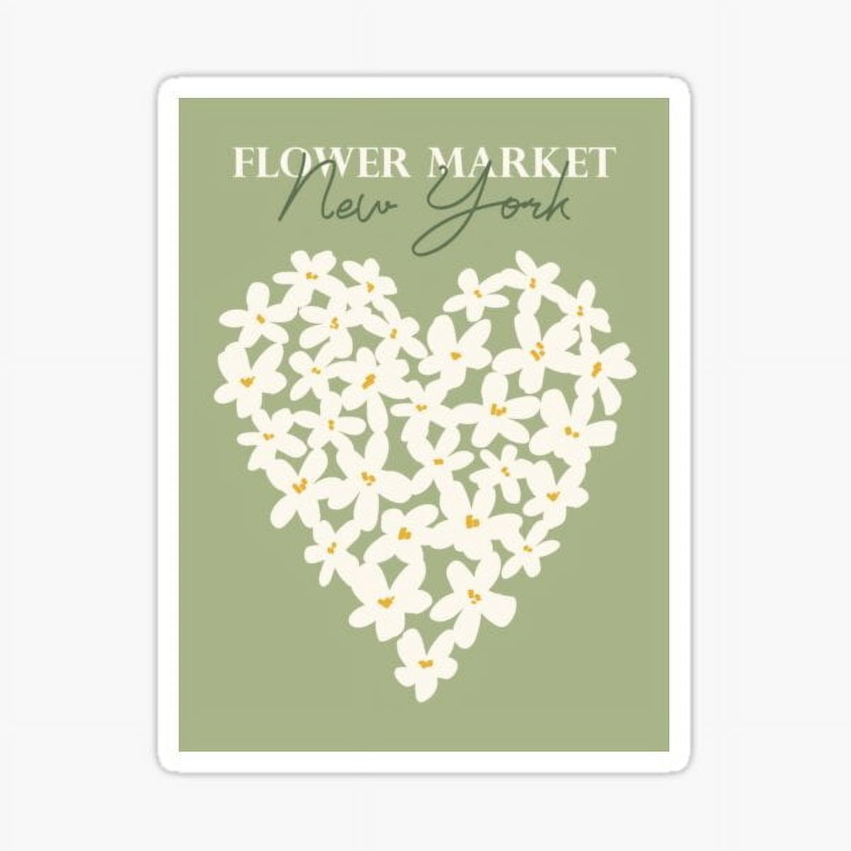KIRAKIRA Flower market, New York, Sage green, Neutral retro print ...