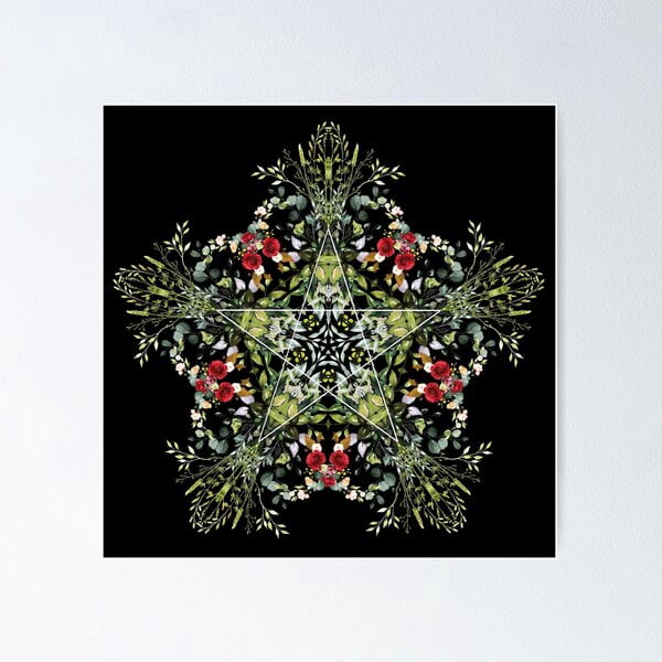 KIRAKIRA Flower ornament pentagram Poster - Walmart.com
