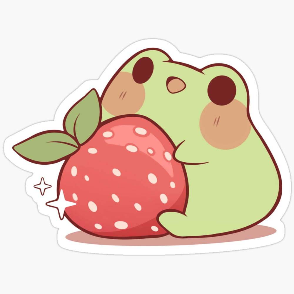 KIRAKIRA Frog with strawberry Sticker. Single, trio, or squad — Collect ...
