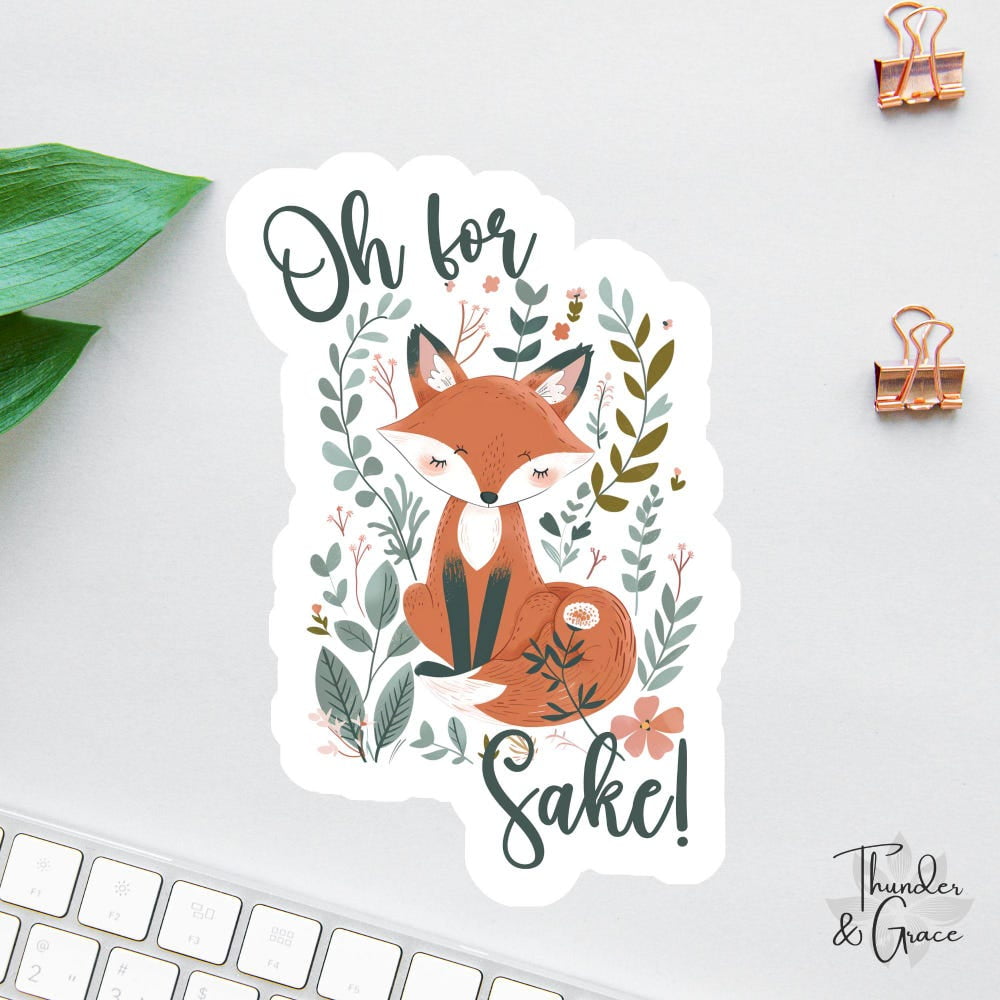 KIRAKIRA Funny Fox Sticker, Oh For Fox Sake Sticker, Folk Art Fox ...