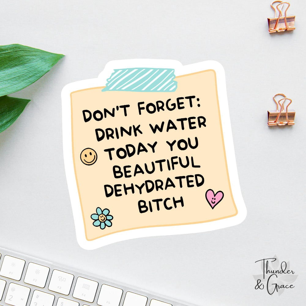 KIRAKIRA Funny Self Care Sticker, Drink Water Today, Anxiety Sticker ...