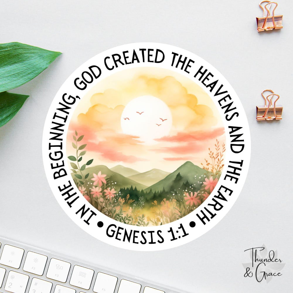 KIRAKIRA Genesis 1:1 Sticker, In The Beginning God Created The Heavens ...