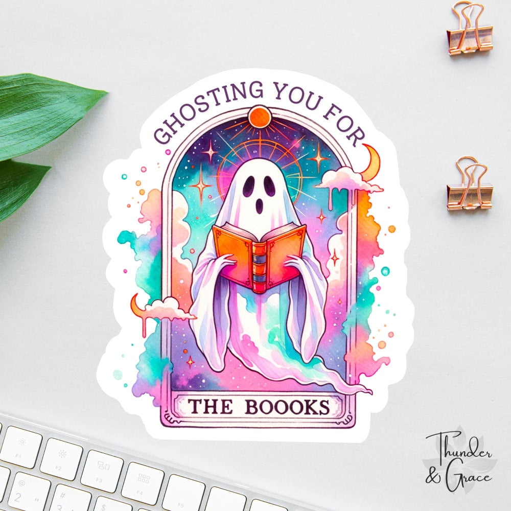 KIRAKIRA Ghosting You For My Books Sticker, Cute Ghost Sticker, Bookish ...