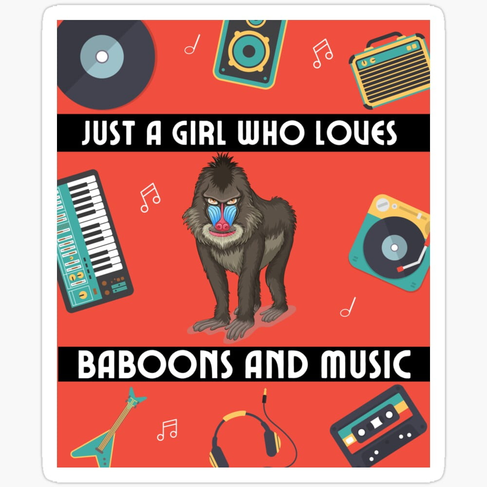 KIRAKIRA Girl Who Loves Baboons , Funny Baboons Sticker. Single, trio ...