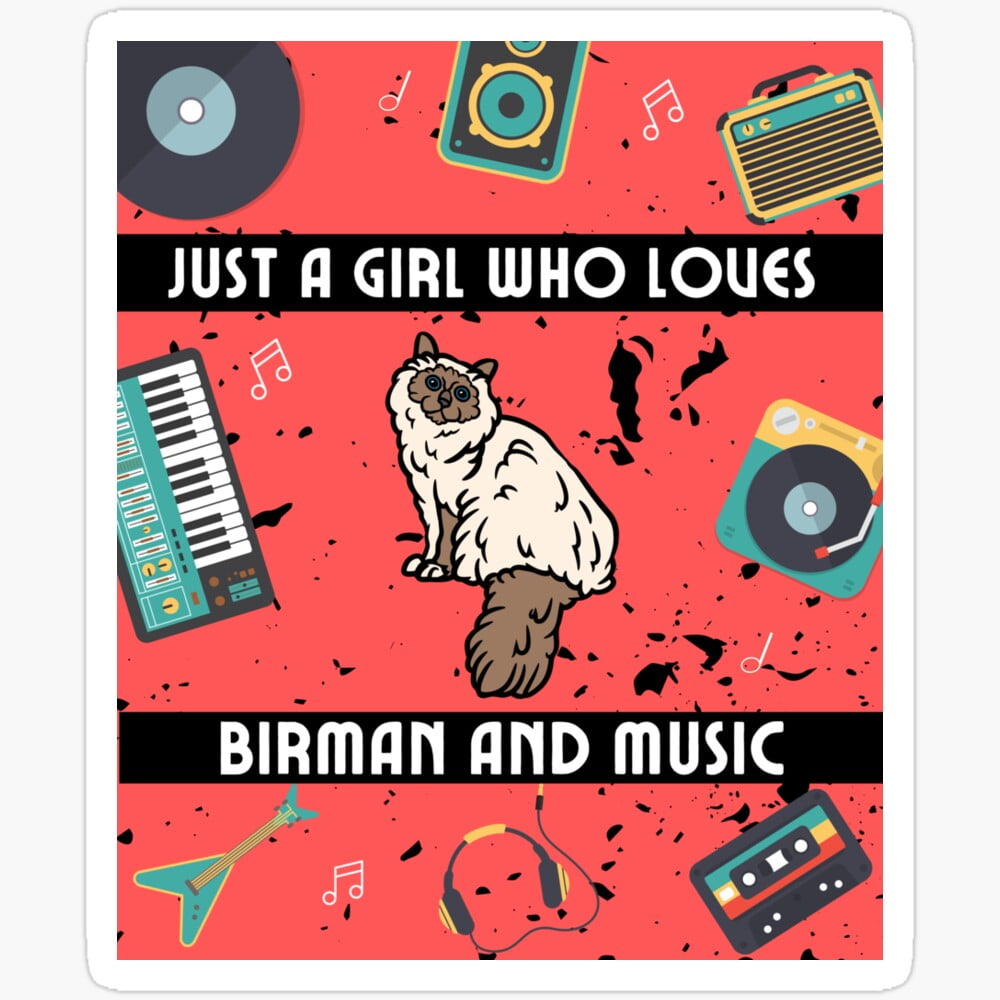 KIRAKIRA Girl Who Loves Birman , Funny Birman Sticker. Single, trio, or ...