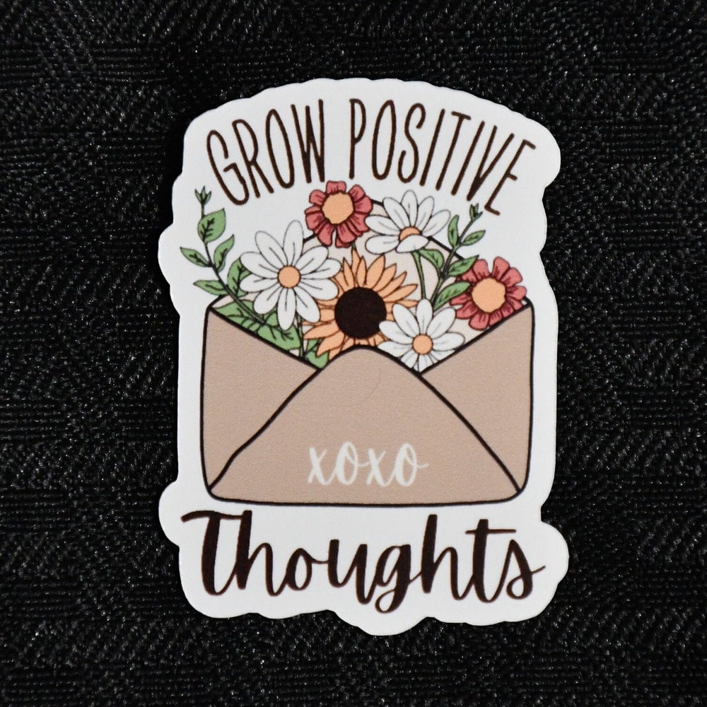 KIRAKIRA Grow Positive Thoughts Sticker | Affirmation Laptop Sticker ...