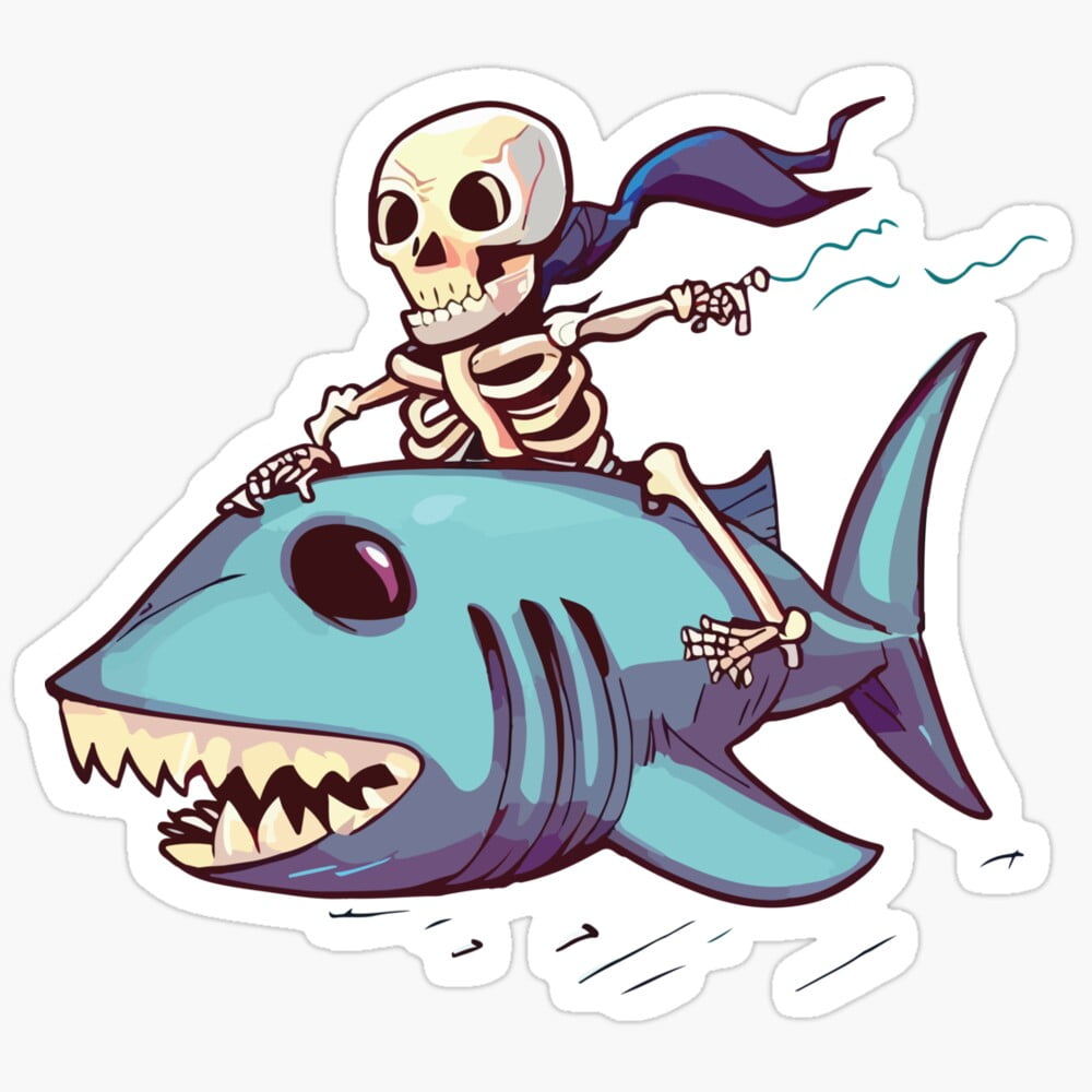 KIRAKIRA Halloween Skeleton Riding Shark Funny Halloween Costume ...