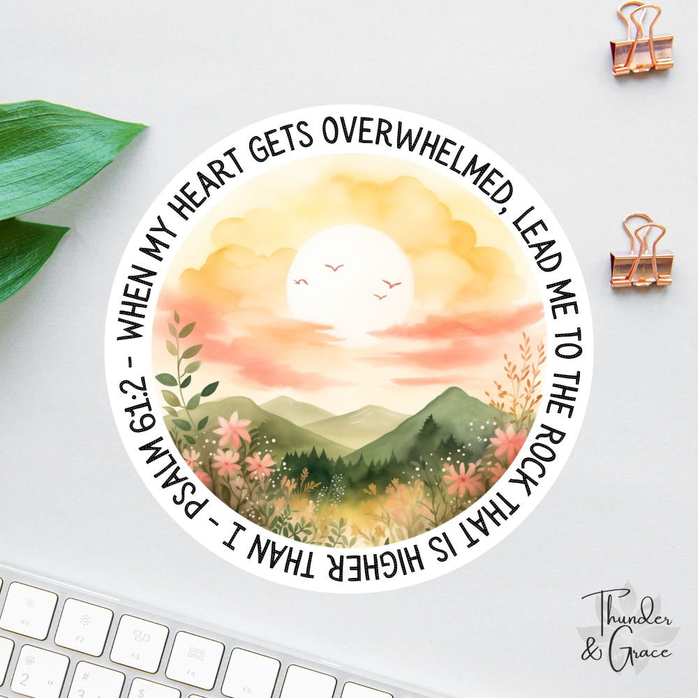 KIRAKIRA When My Heart Is Overwhelmed Sticker, Psalm 61:2, Christian ...