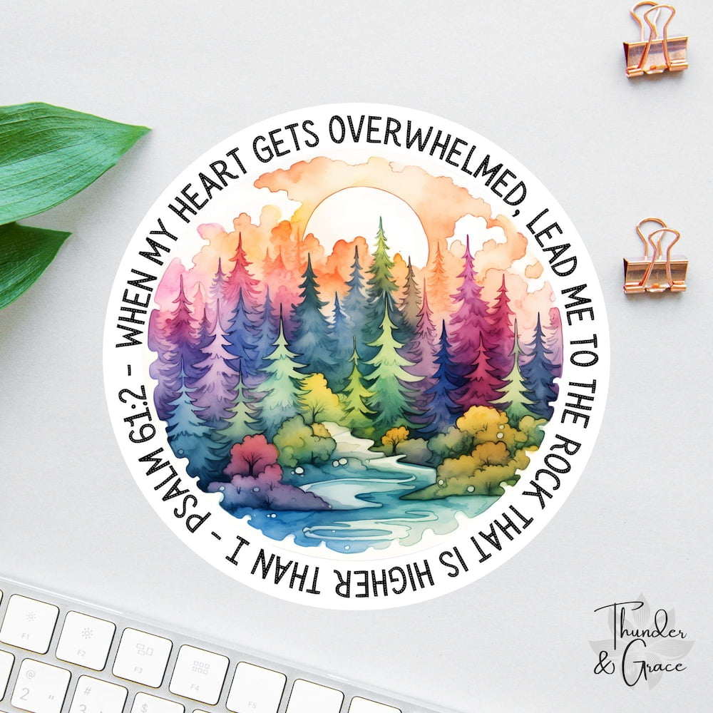 KIRAKIRA When My Heart Is Overwhelmed Sticker, Psalm 61:2, Christian ...