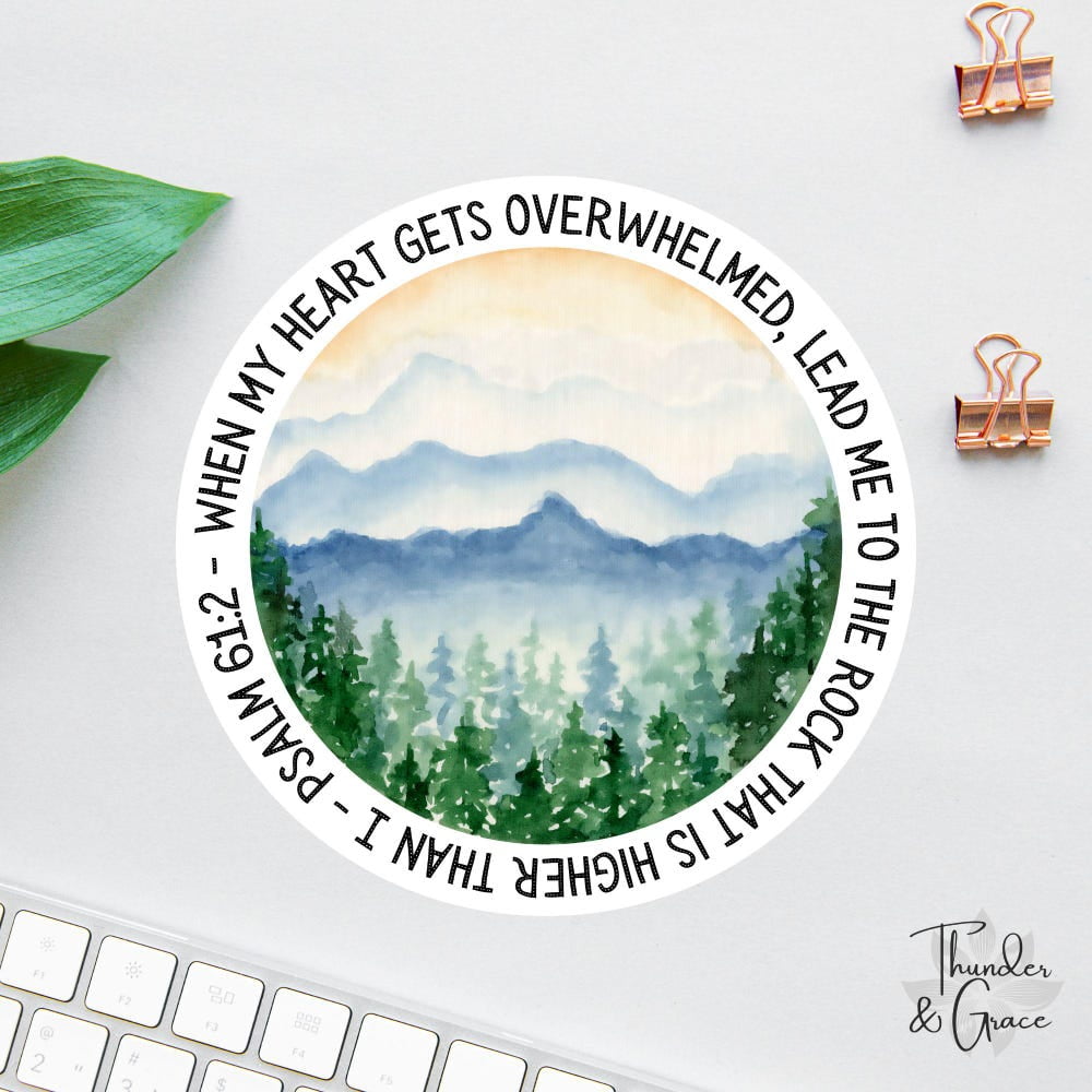 KIRAKIRA When My Heart Is Overwhelmed Sticker, Psalm 61:2, Christian ...