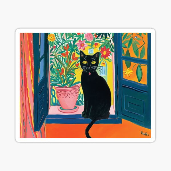 KIRAKIRA Henri Matisse Cat Print Matisse Open Window Cat Sticker ...