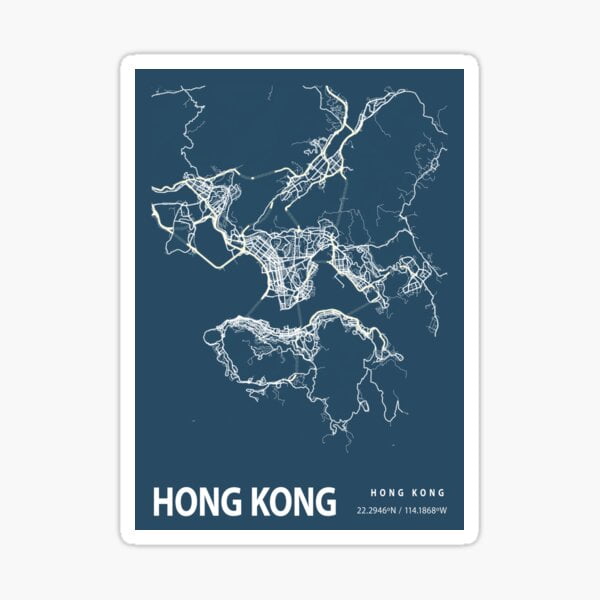 KIRAKIRA Hong Kong Blueprint City Map Sticker - Walmart.com