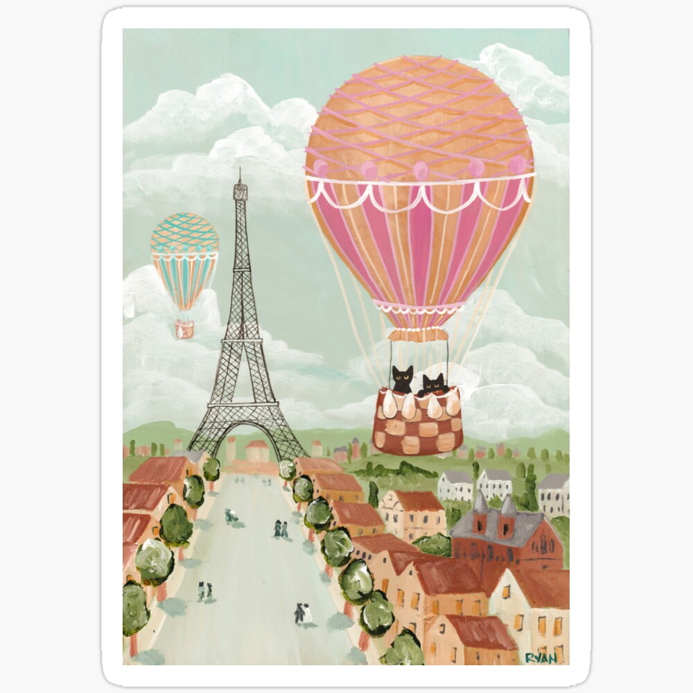 KIRAKIRA Hot Air Balloon Ride Cats Sticker. Single, trio, or squad ...
